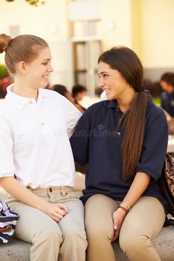 Two Female High School Students Wearing Uniform Stock Photo - Image of ...