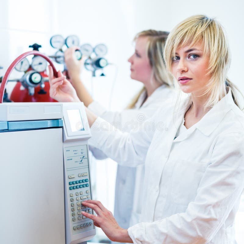 Two Female Researchers Working in a Laboratory Stock Image - Image of ...