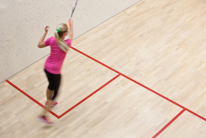 Two Female Squash Players in Fast Action on a Squash Court Stock Photo ...