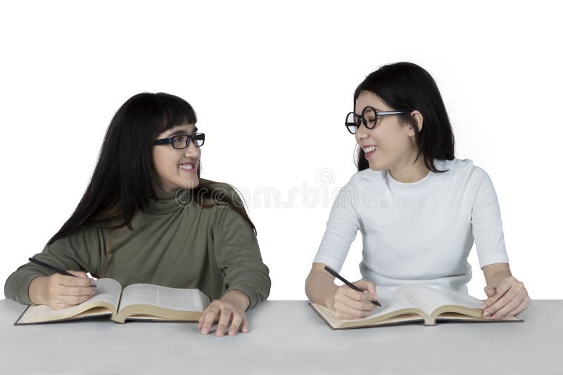 Two Female Students Studying Together Stock Photo - Image of diversity ...
