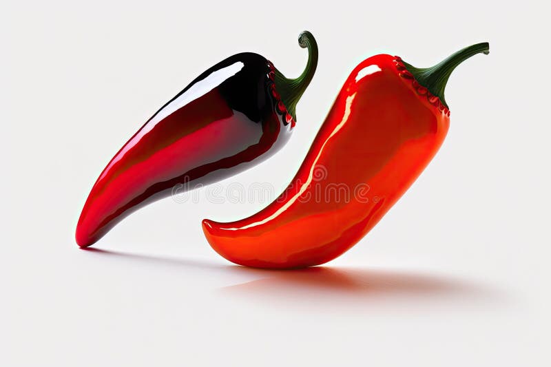 Two Fiery Red Chili Peppers on a White Background Stock Illustration ...