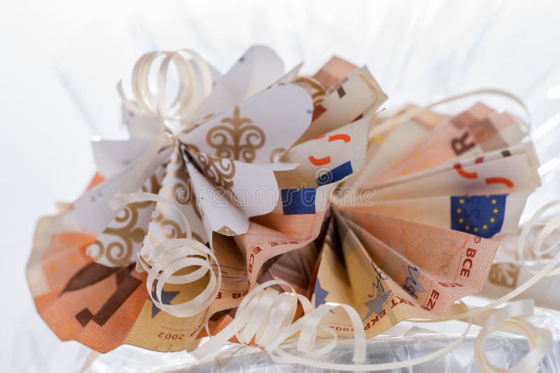 Two Fifty Euro Bills Folded in Circular Shape Stock Photo - Image of ...