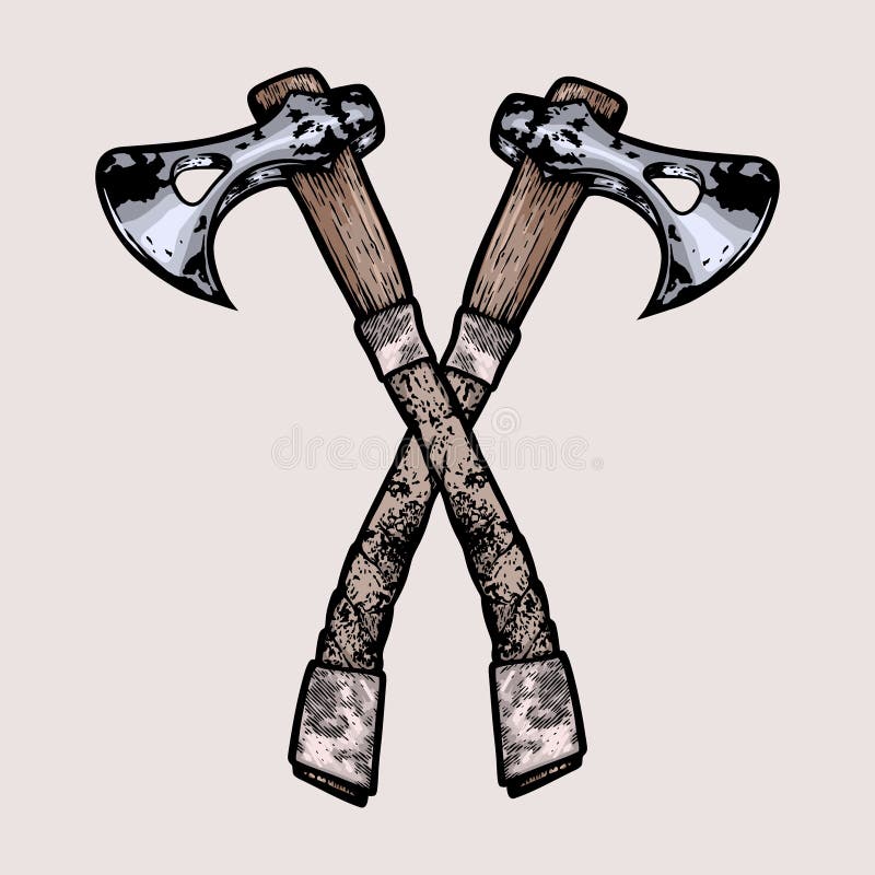 Two Fighting Axes of Vikings - Vector Illustration Stock Vector ...
