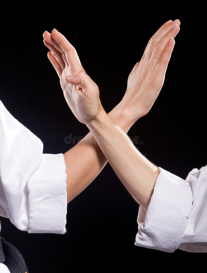 Two Fighting Crossed Hands White Kimono Stock Photos - Free & Royalty ...