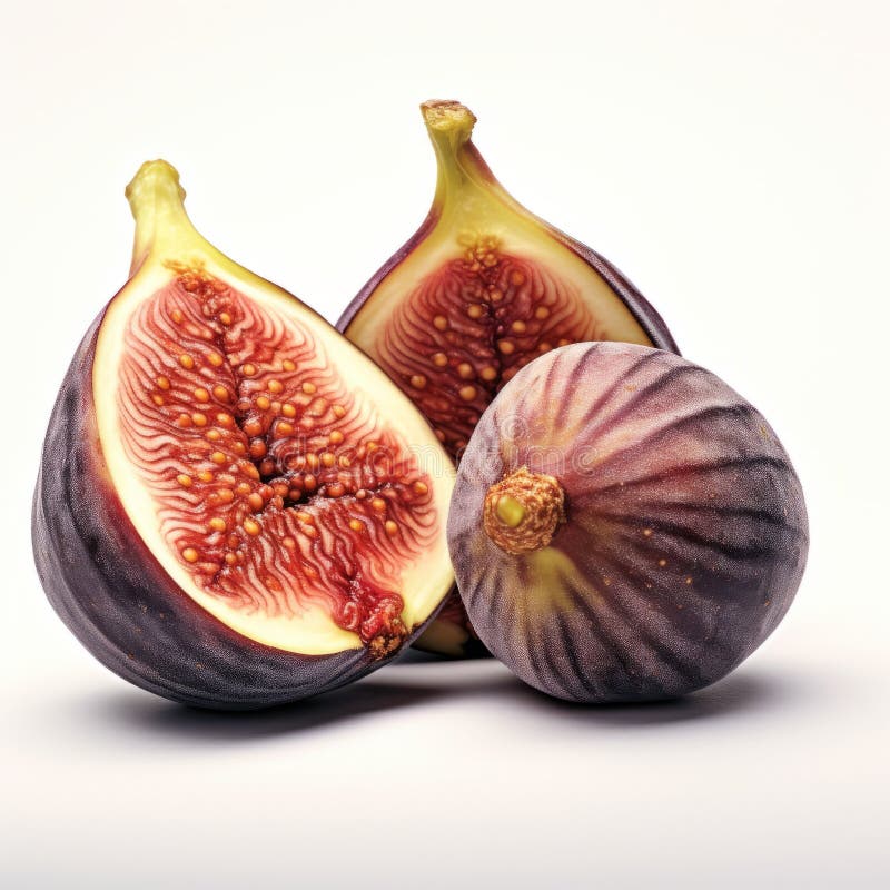 Hyper-detailed Renderings of Three Figs on White Background Stock ...