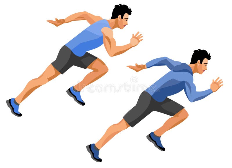 Illustration of Two Figures of an Asian Runner Starting Stock Vector ...
