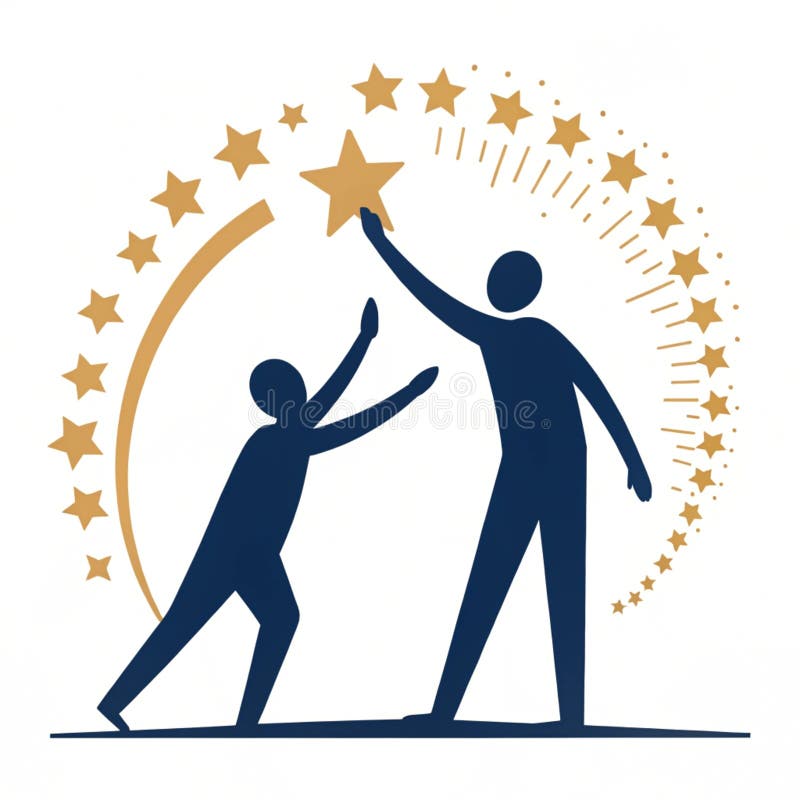 Two Figures High Fiving Under a Starry Sky, Representing Teamwork ...