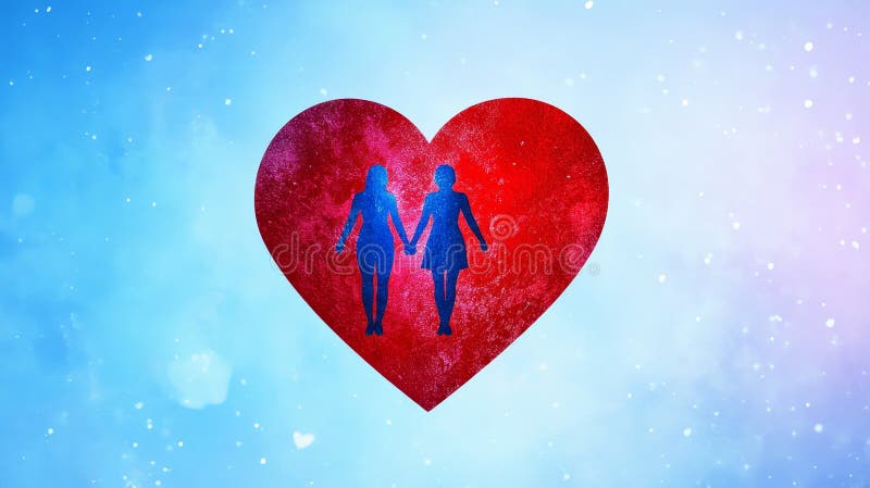 Two Figures Holding Hands Inside a Heart a Symbolic Image Representing ...