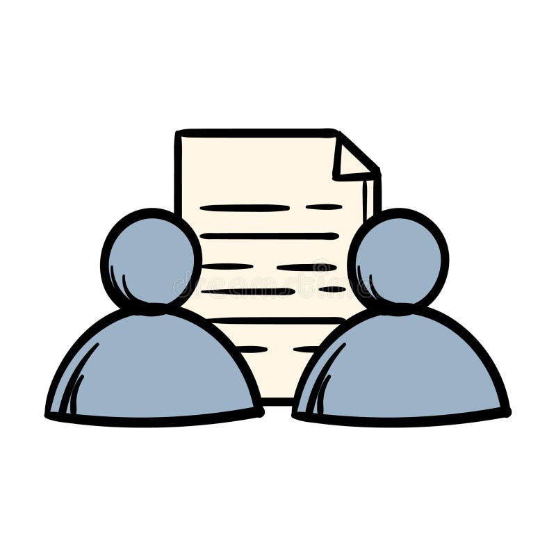 Two Figures of a Man and a Document. a Simple Vector Hand-drawn Icon ...