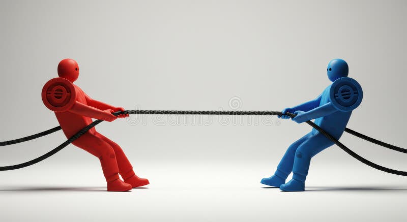 Euro Tug-of-War stock illustration. Illustration of finance - 383255047