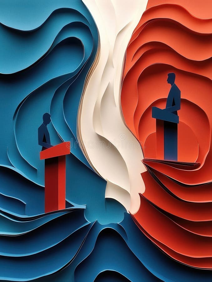 Engaging Political Debate Backdrop Featuring Layered Silhouettes and ...