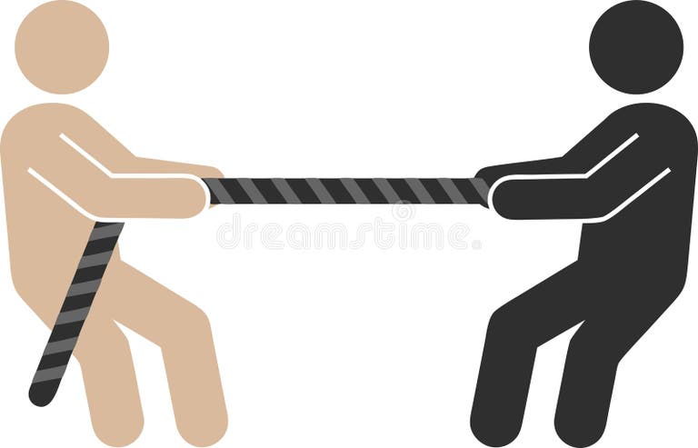 Two Figures are Pulling a Tightrope, Representing Conflict, a Struggle ...