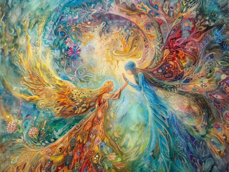 Two Figures, Representing Abraham and Isaac, Stand in a Swirling ...