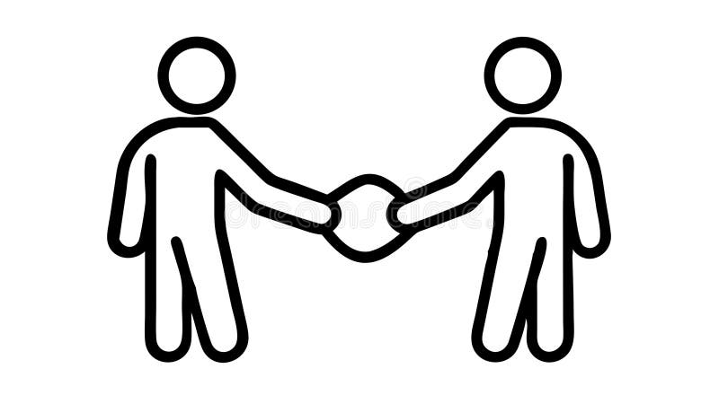 Two Figures Shaking Hands Outline Icon for Agreement, Vector Design ...