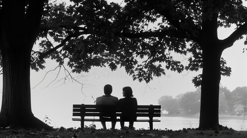 Two Figures Sit on a Bench Amid Trees, Reflecting Tension and the ...