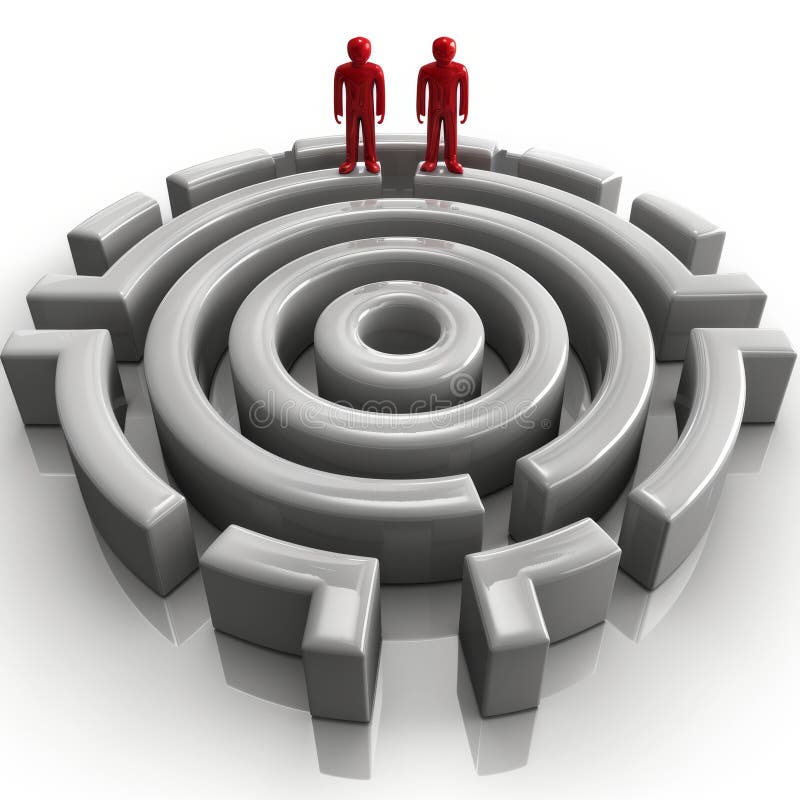 Two Figures Standing in a Complex Maze, Representing Challenge and ...
