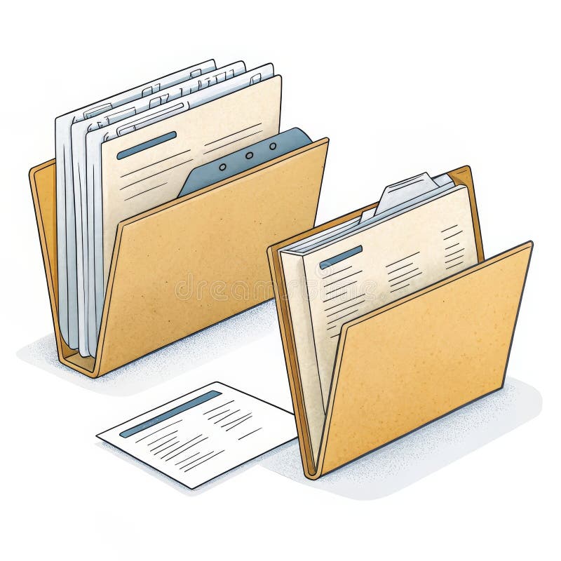 Two File Folders with Documents, Isometric Illustration, Organization ...