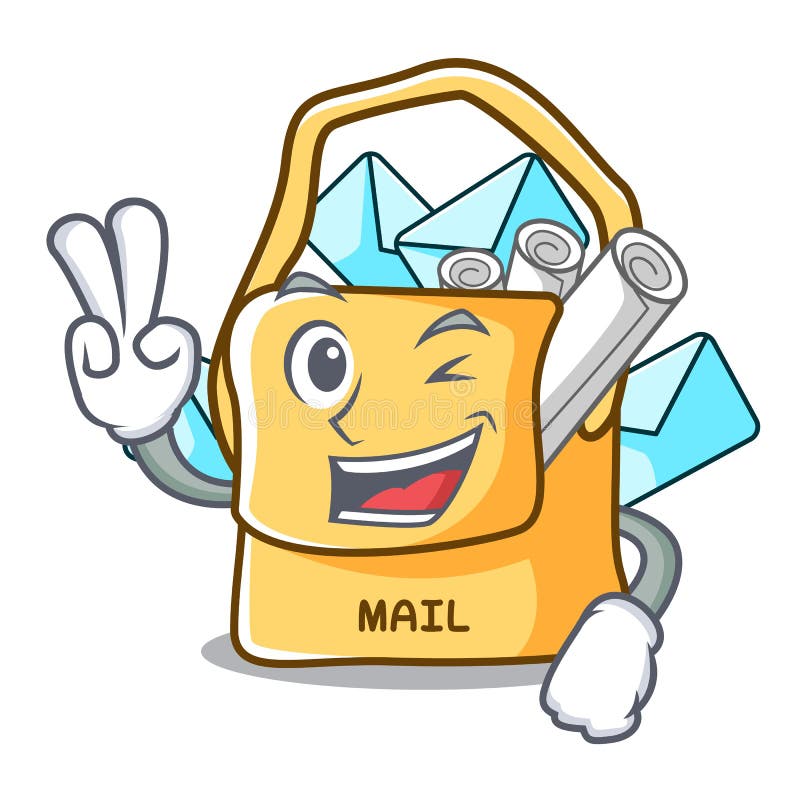 Two Finger the Bag with Shape Mail Cartoon Stock Vector - Illustration ...