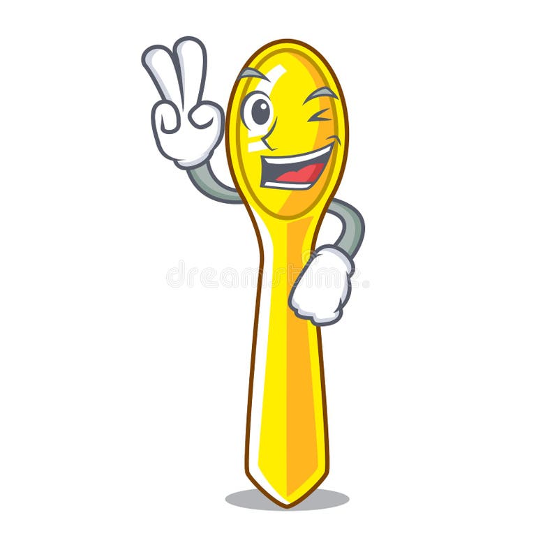 Two Finger Cartoon Plastic Spoon on Dining Table Stock Vector ...