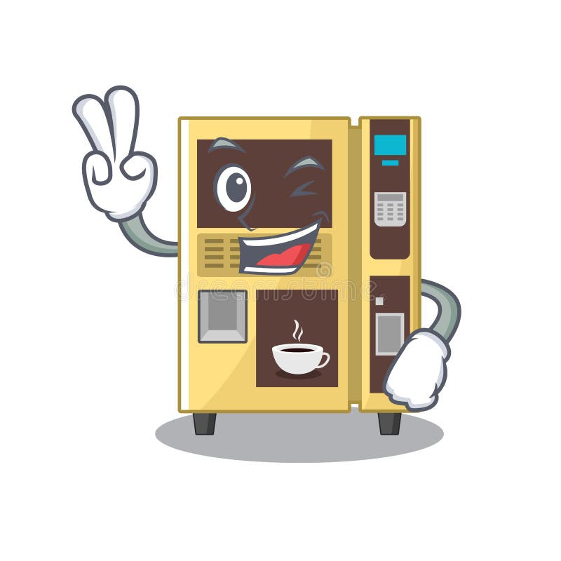 Two Finger Coffee Vending Machine with Cartoon Shape Stock Vector ...