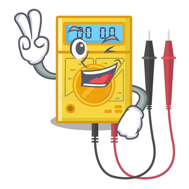 Two Finger Digital Multimeter Isolated with the Character Stock Vector ...