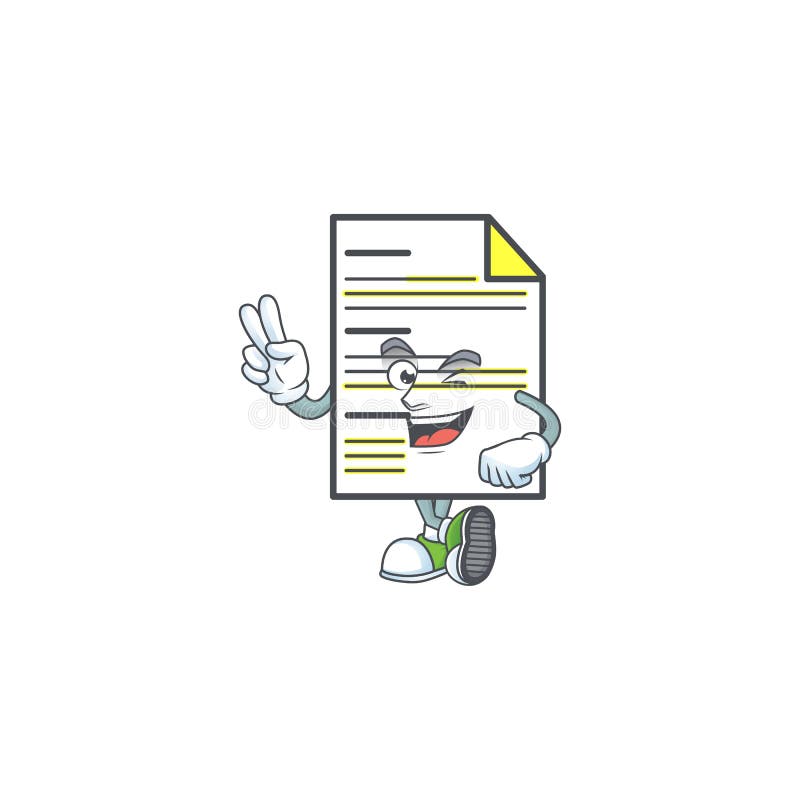 Two Finger Document in the Cartoon Character Mascot Stock Vector ...