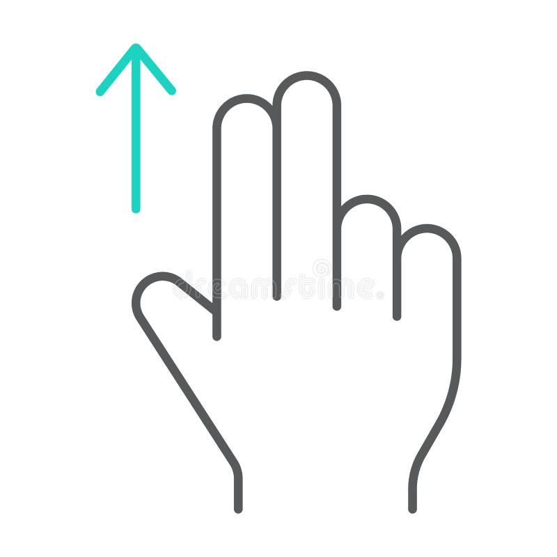 Two Finger Flick Right Line Icon, Gesture and Hand, Swipe Sign, Vector ...