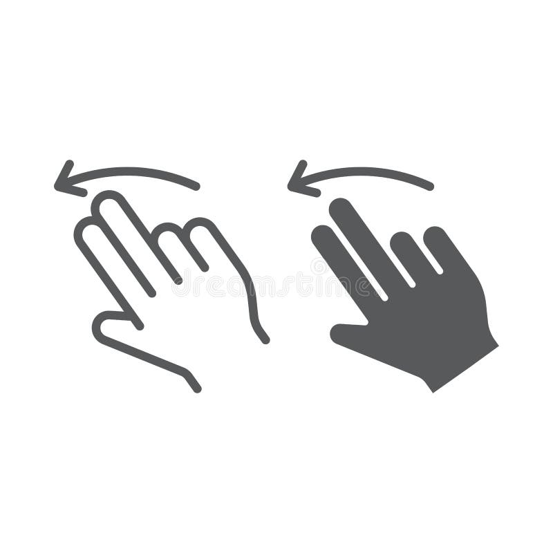 Two Finger Flick Left Line and Glyph Icon, Gesture and Hand, Swipe Sign ...