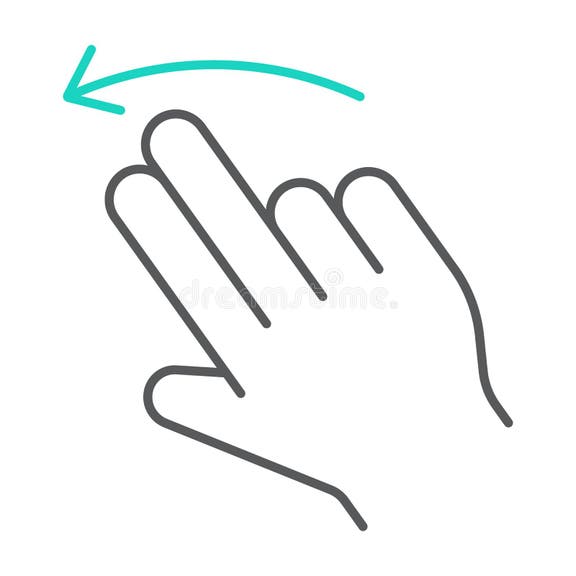 Two Finger Flick Left Thin Line Icon, Gesture and Hand, Swipe Sign ...