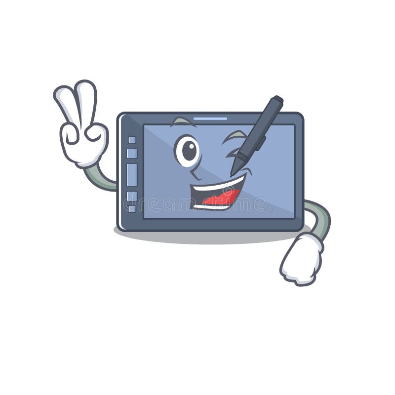 Two Finger Graphic Tablet Character with Shape Mascot Stock Vector ...