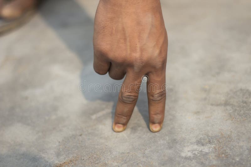 Two Finger of One Hand is Placed Down Stock Photo - Image of little ...