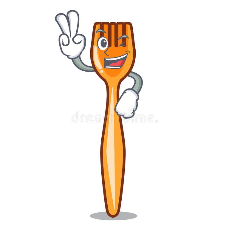 Two Finger Plastic Fork Cartoon with the Isolated Stock Vector ...