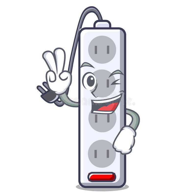 Two Finger Power Strip Attaches the Cartoon Table Stock Vector ...