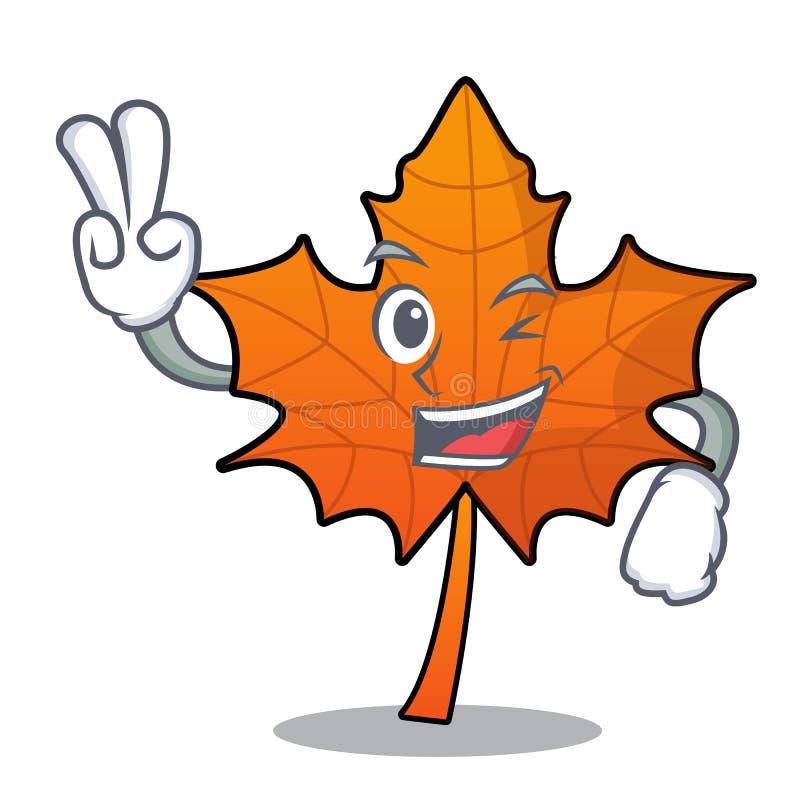 Two Finger Red Maple Leaf Character Cartoon Stock Vector - Illustration ...