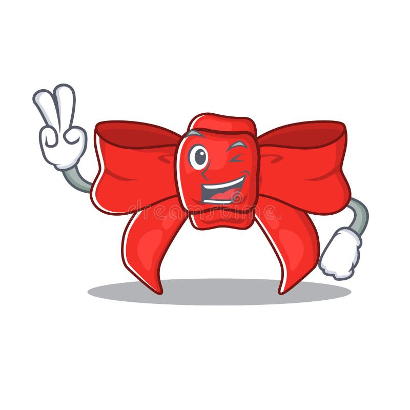 Two Finger Red Ribbon Bow Isolated the Character Stock Vector ...