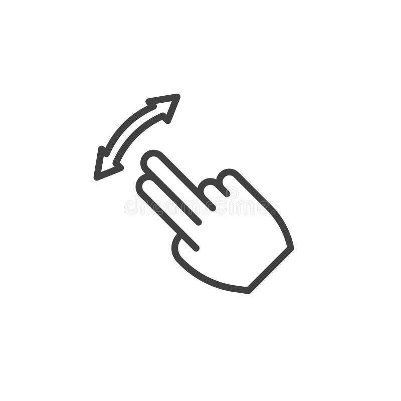 Two Finger Scroll Gesture Line Icon Stock Vector - Illustration of hand ...