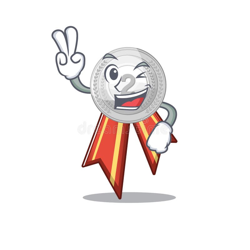 Two Finger Silver Medal Isolated with the Character Stock Vector ...
