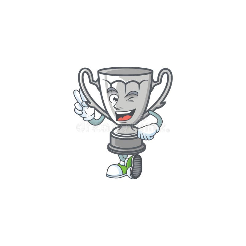 Two Finger Silver Trophy with Cartoon Character Shape Stock Vector ...