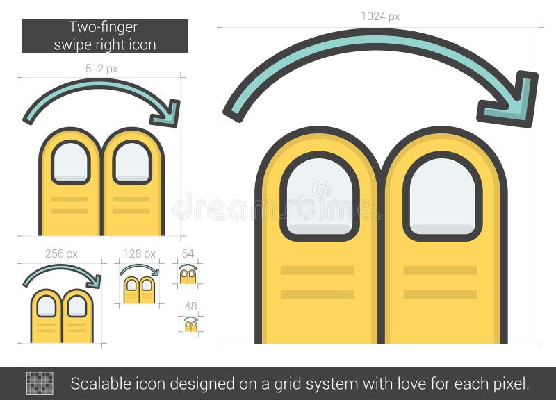 Two-finger Swipe Left Line Icon. Stock Vector - Illustration of drawing ...