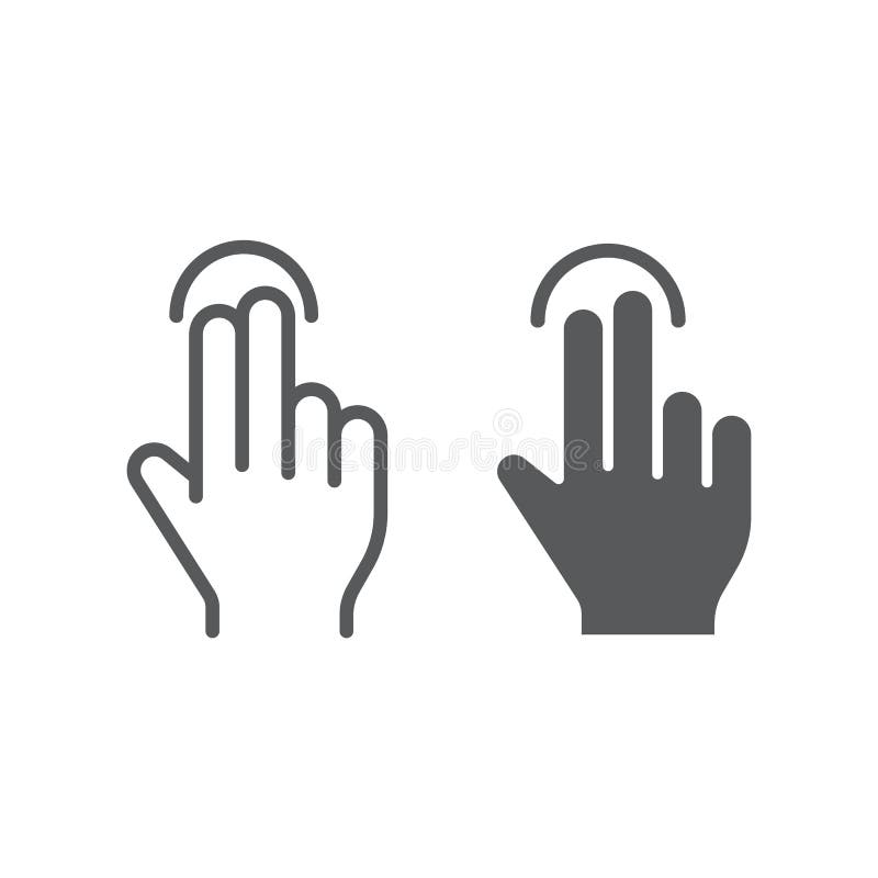 Two Finger Tap Line and Glyph Icon, Gesture and Hand, Touch Sign ...