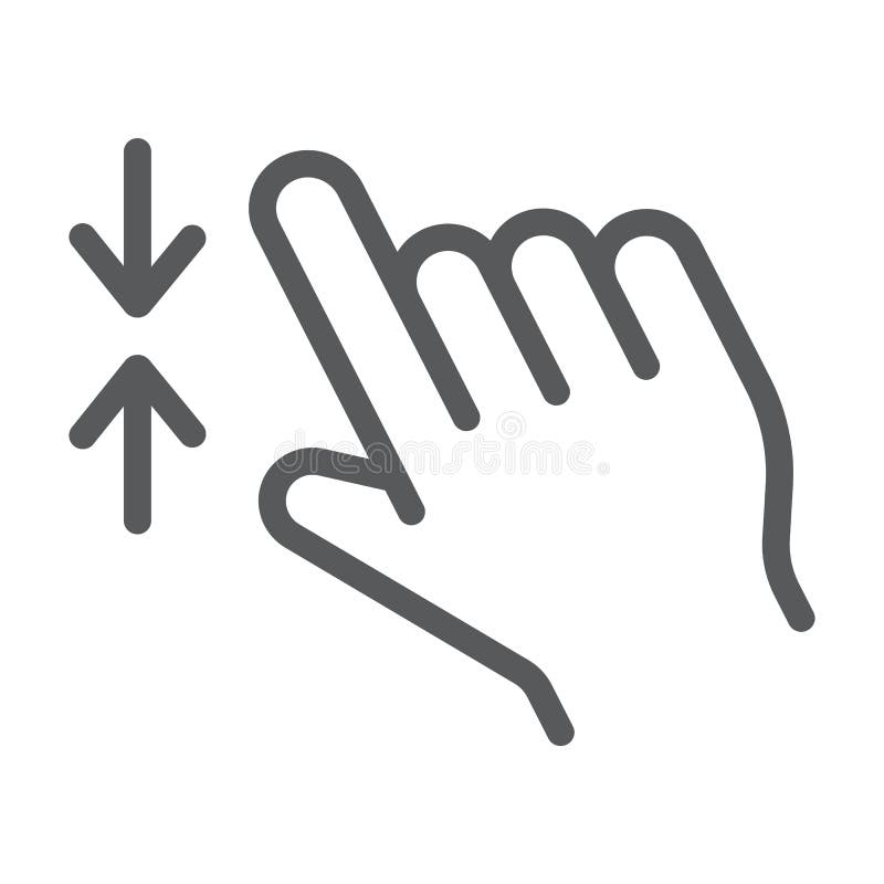 Two Finger Zoom Out Line Icon, Gesture and Click, Hand Sign, Vector ...