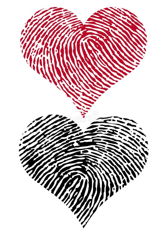 Two Fingerprint Hearts, Vector Stock Vector - Illustration of ...