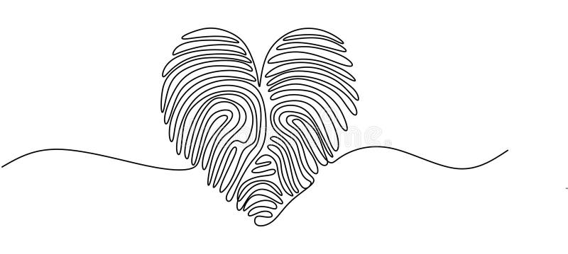 Two Fingerprints Merging into a Heart. Continuous Line Drawing ...
