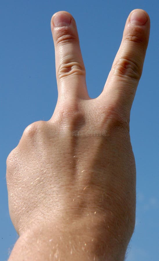 Hand with Two Fingers Raised Stock Image - Image of upraised, hand: 1153287