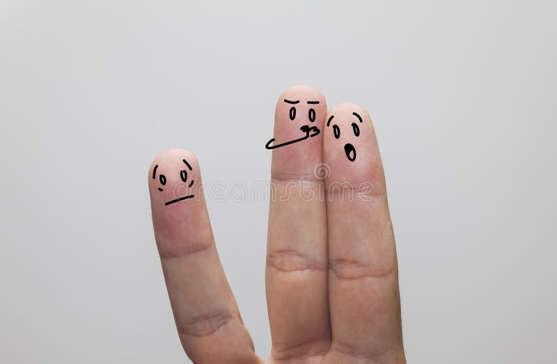 Two Fingers Gossiping about Other Finger Stock Photo - Image of people ...
