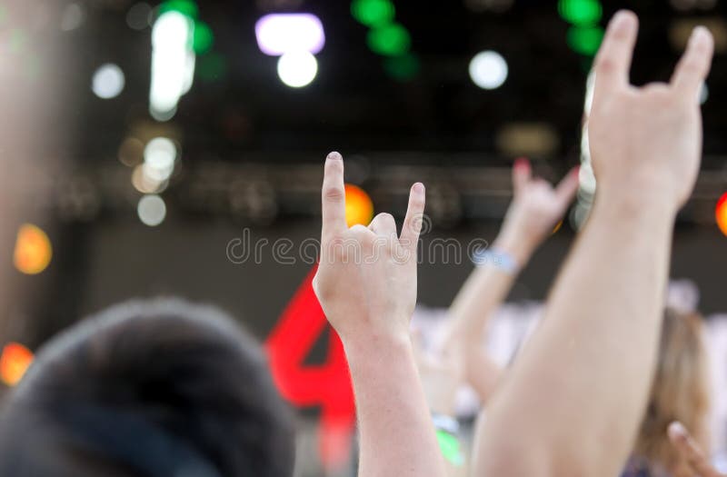 Two Fingers on the Hand at the Concert Stock Photo - Image of lights ...