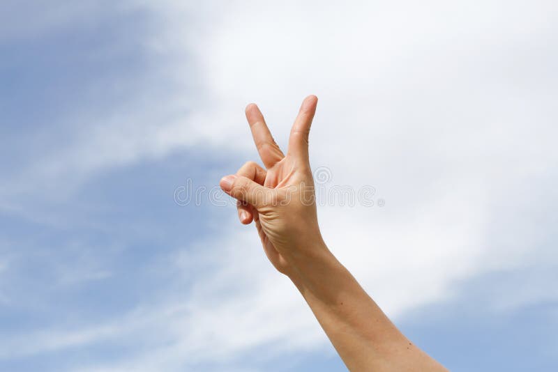 Two Fingers Man Hand, Shows the Number, Fighting Symbol Stock Photo ...