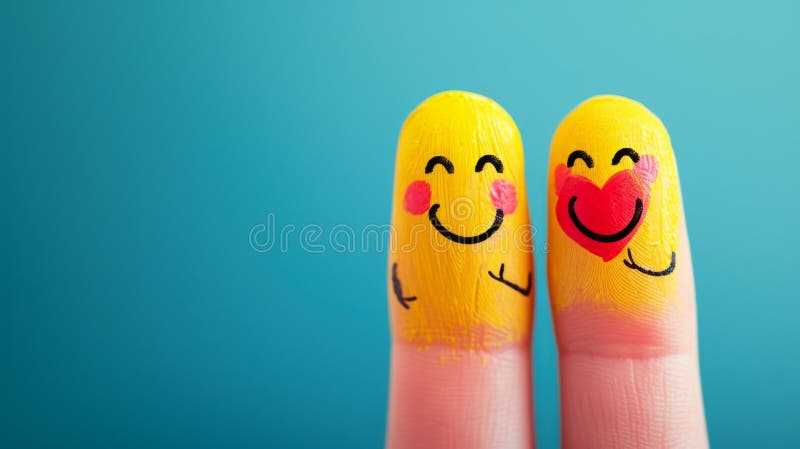 Two Fingers Painted with Smiling Faces Generative Ai Stock Illustration ...