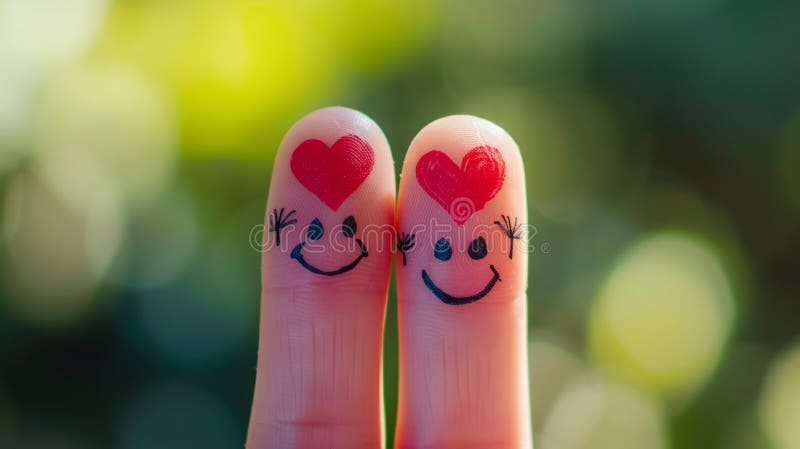 Two Fingers Painted with Smiling Faces Generative Ai Stock Illustration ...