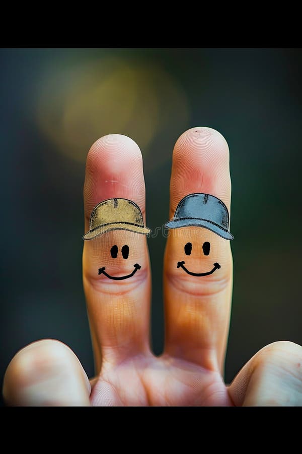 Two Fingers with Smiley Faces on Them Stock Illustration - Illustration ...